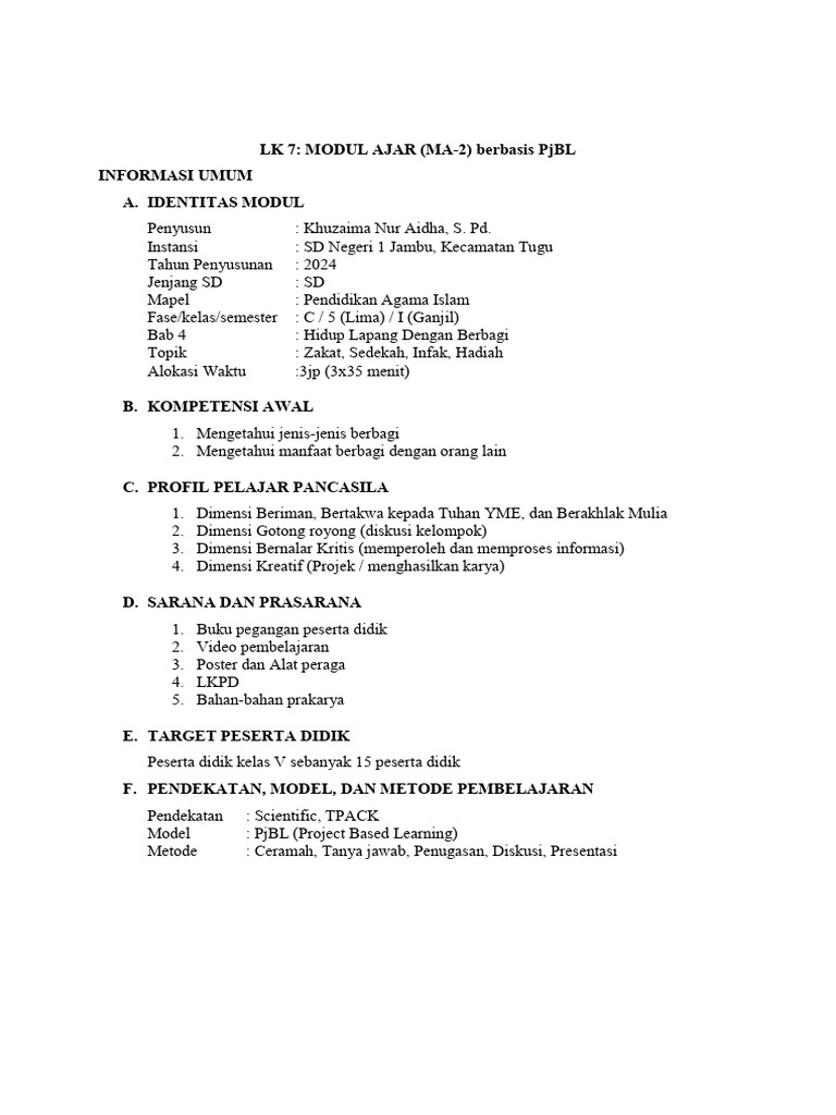 Modul Ajar Berbasis PJBL | PDF