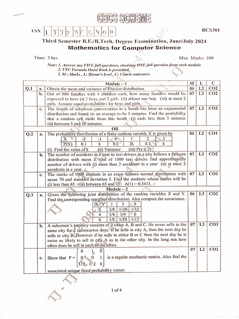 BCS301 Jun2024-July2024 | PDF