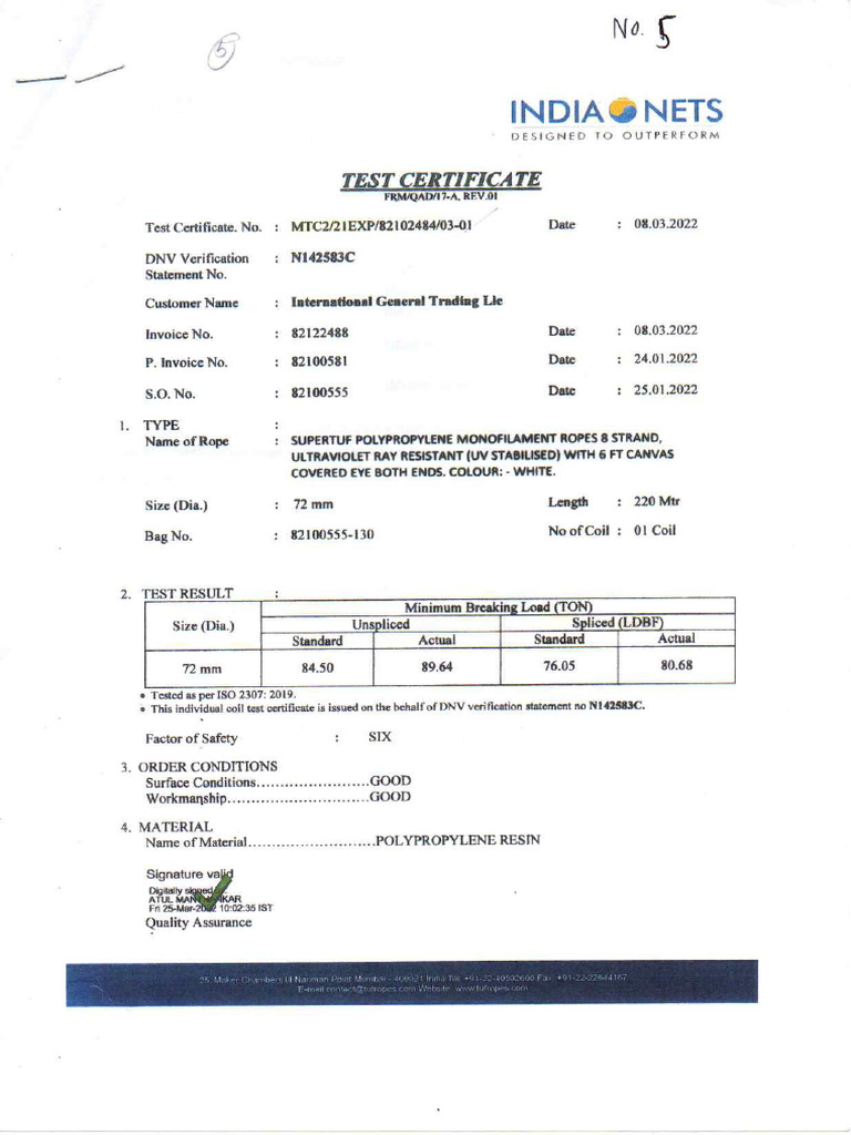 Rope Cert No.5 | PDF