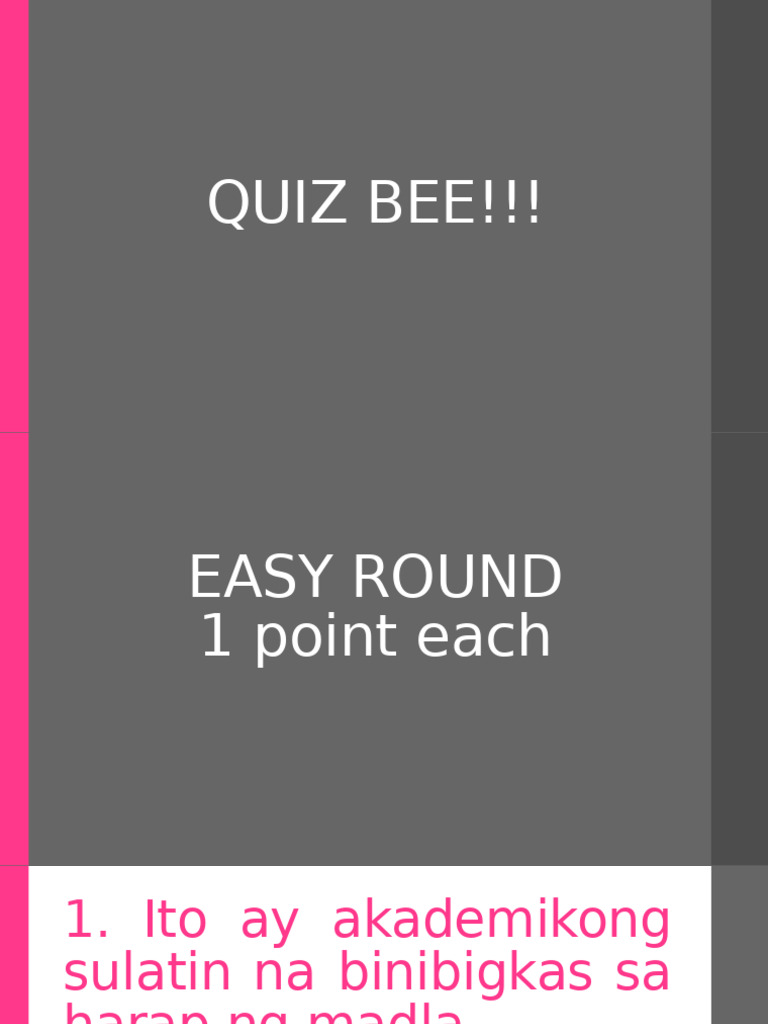 QUIZ BEE!!! | PDF