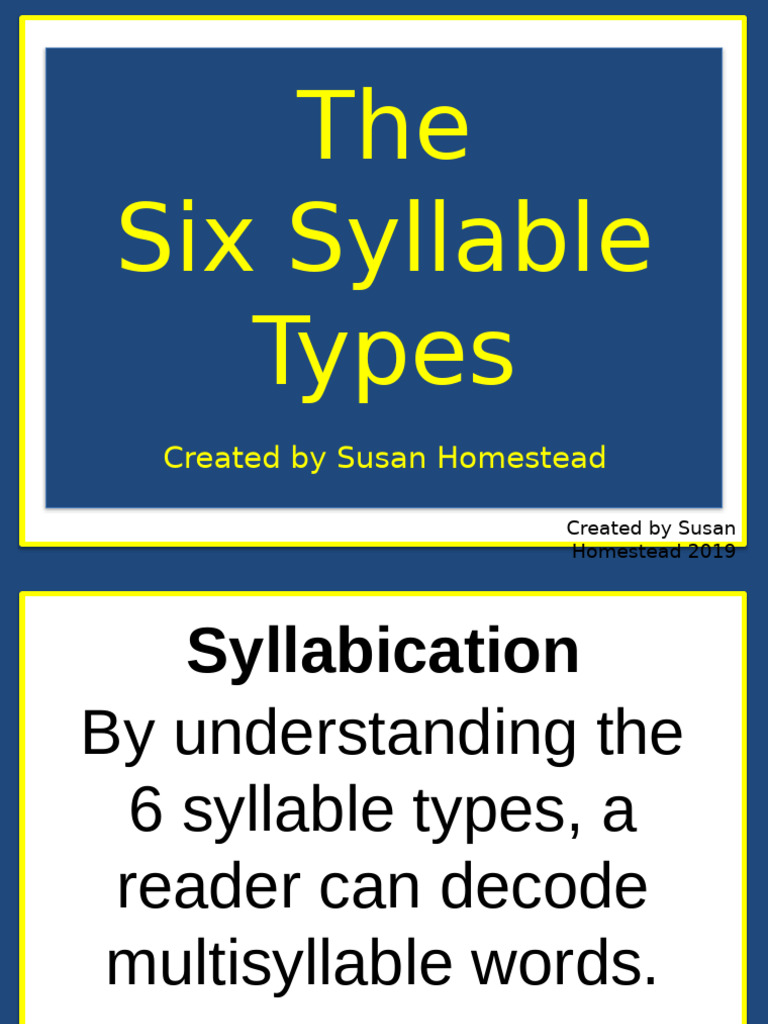 1 - Six Syllable Types Power Point Lesson (Definitions and Guided Practice) | PDF