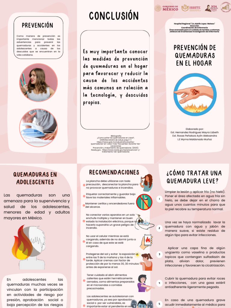 Folleto Tríptico Prevención de Quemaduras | PDF | Quemar | Medicina CLINICA