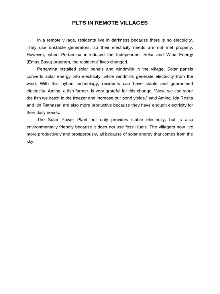 PLTS in Remote Villages | PDF