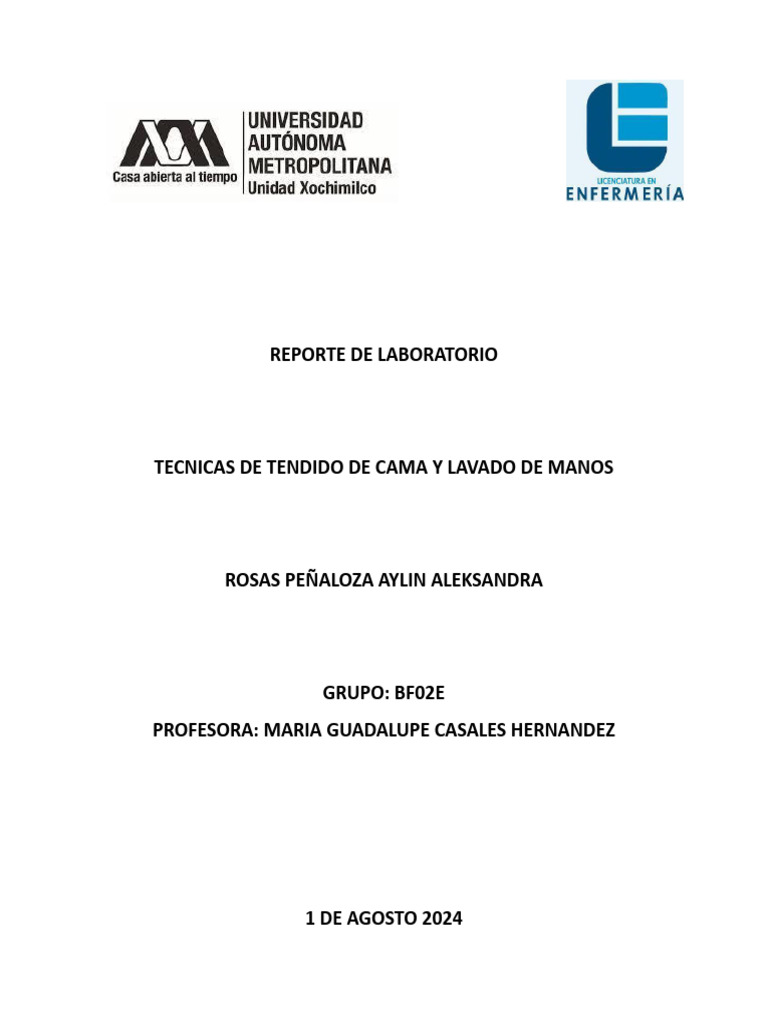Técnicas de Tendido de Cama y Lavado de Manos | PDF | Cama | Salud y ...