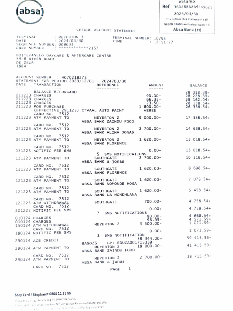 Absa Bank Statement Overview 2024 | PDF | Banking | Equipment