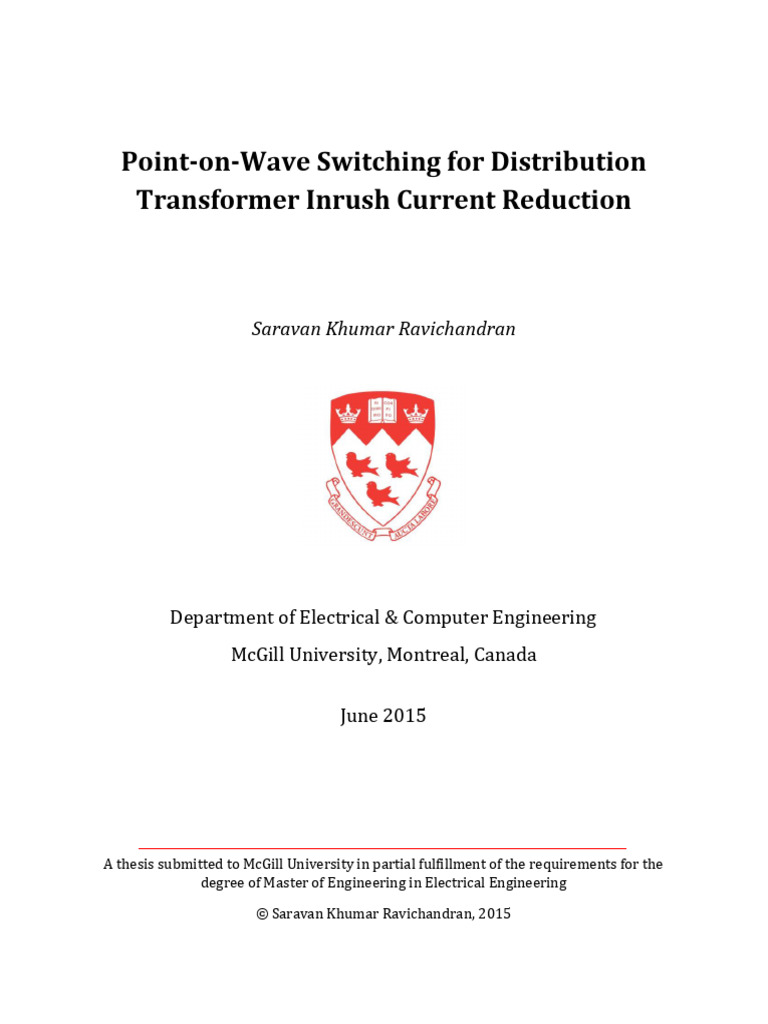 Point-On-Wave Switching For Distribution Transformer - Saravan Khumar ...