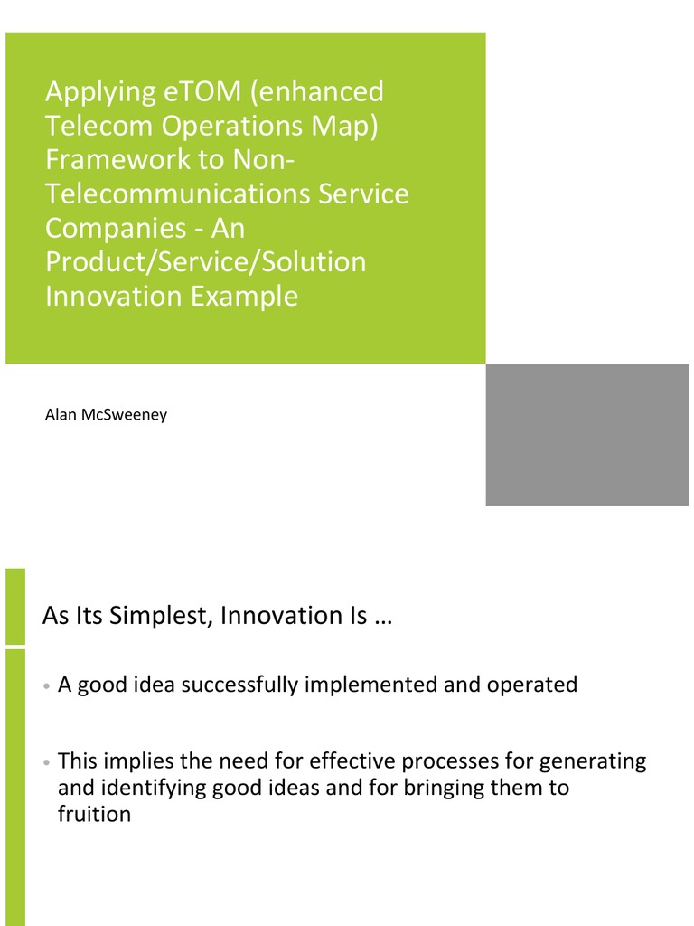 Applying Etom Enhanced Telecom Operations Map Framework To Non