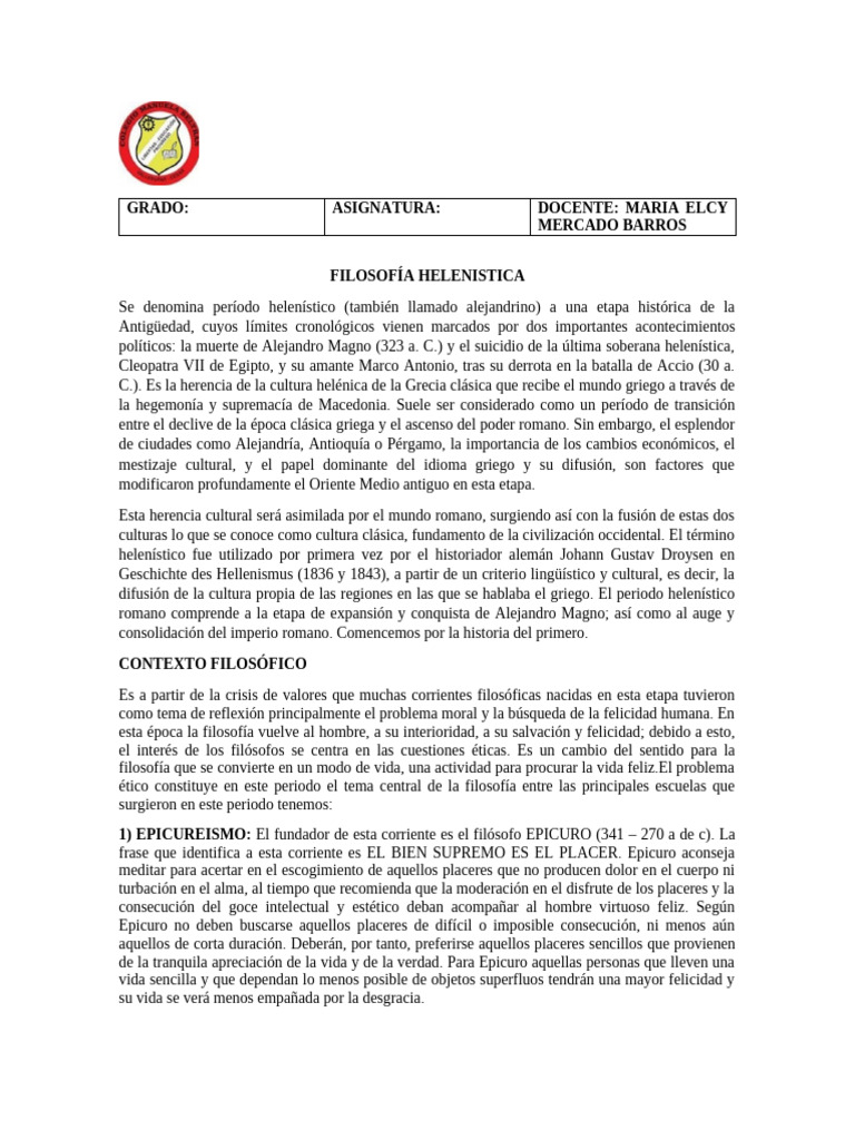 Filosofã A Helenistica | PDF