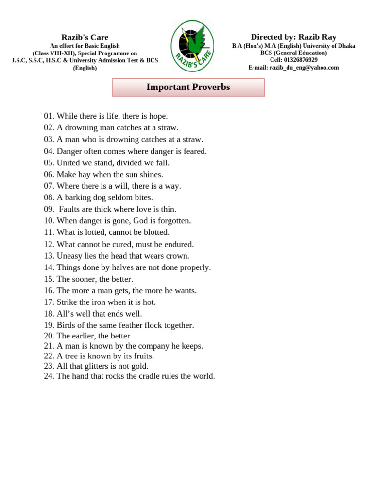 Important Proverbs | PDF