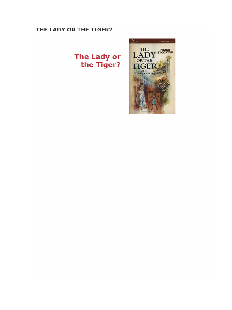 The Lady or The Tiger by Frank Stockton | PDF