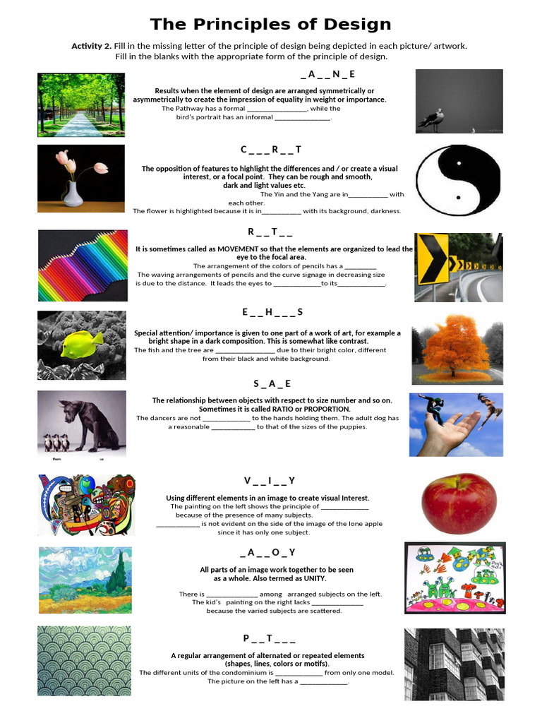 MAPEH ARTS WS Principles of Design 1page | PDF