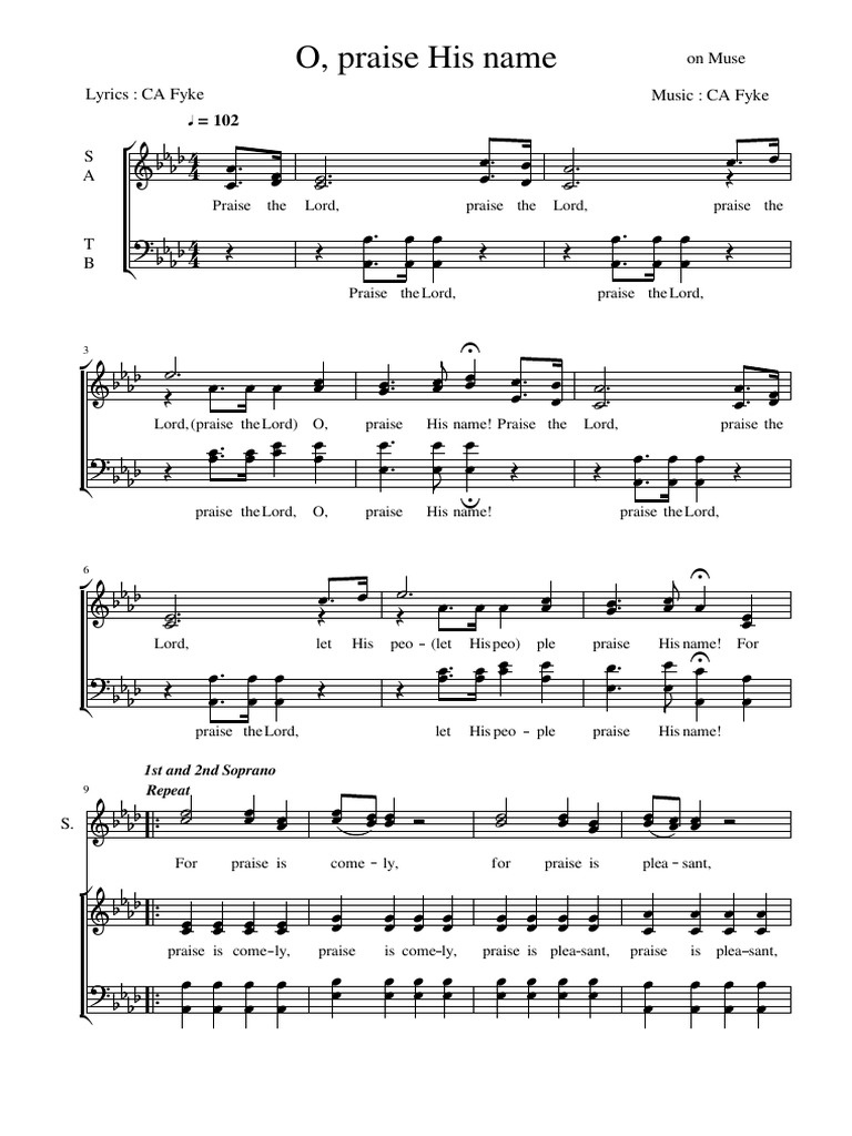 O Praise His Name - CA Fyke (Ab) (SATB-SA) (EN) | PDF