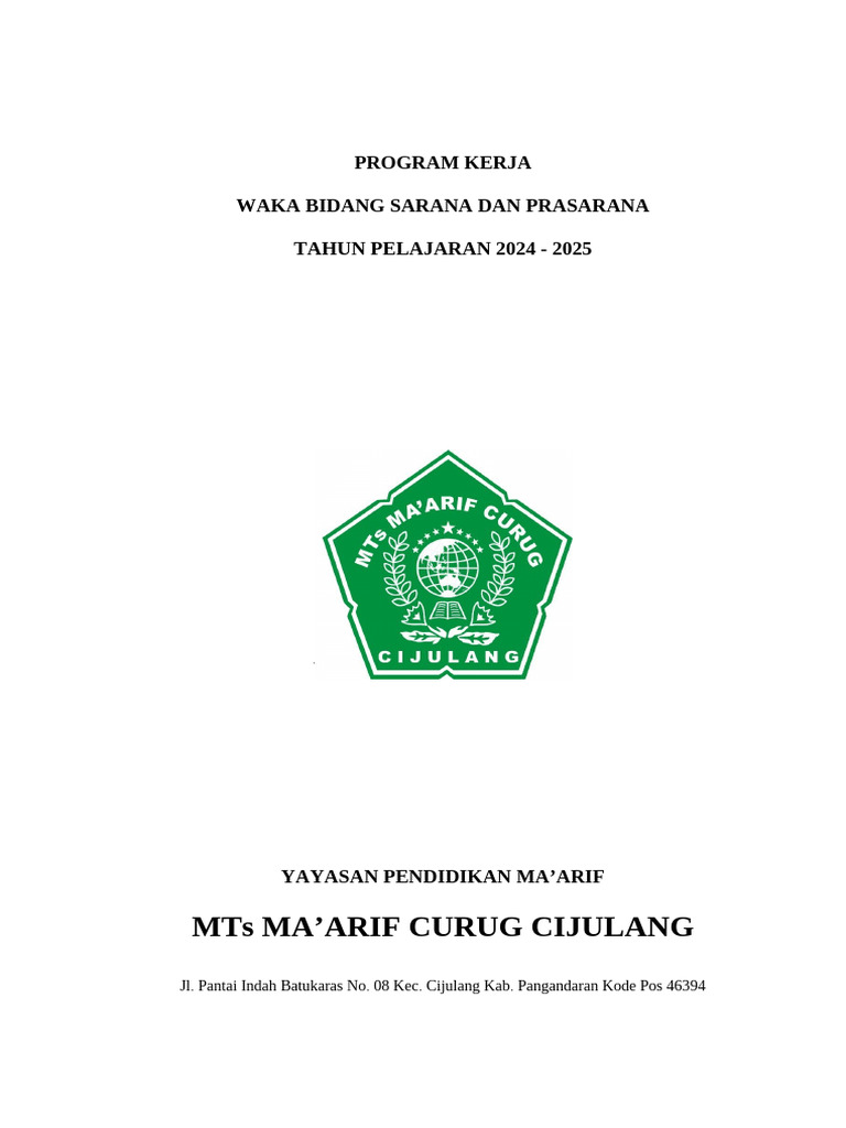 Cover Program Sarpras | PDF