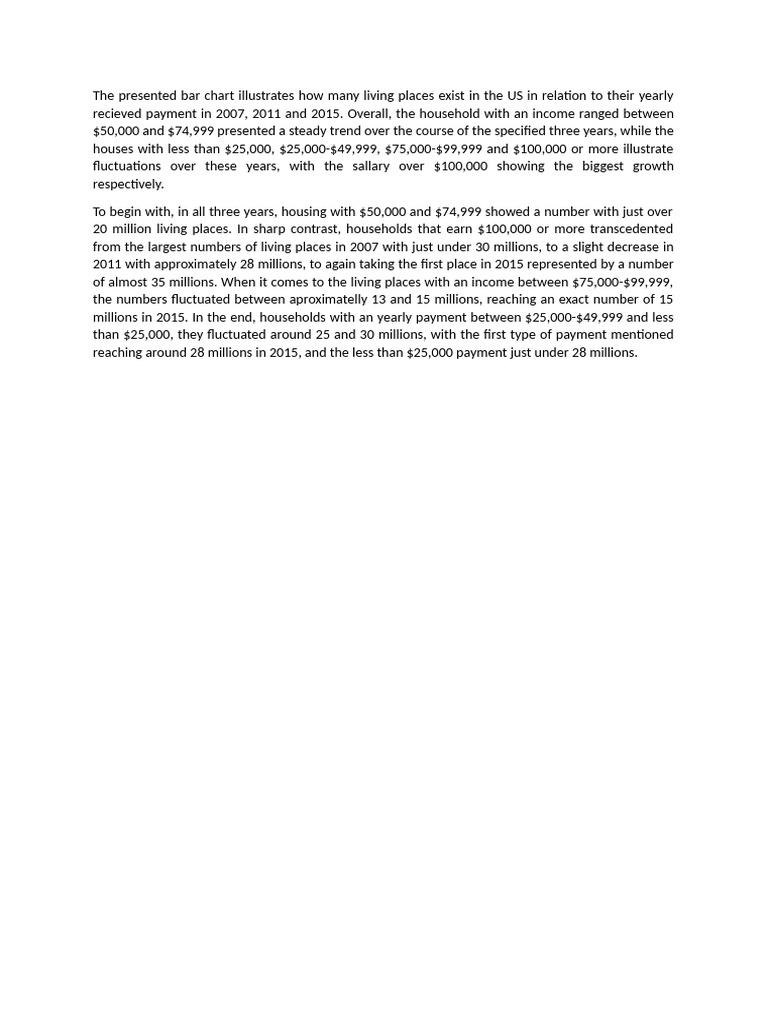 writing task one - bar chart income households | PDF