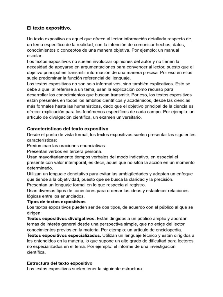 Textos expositivos | PDF
