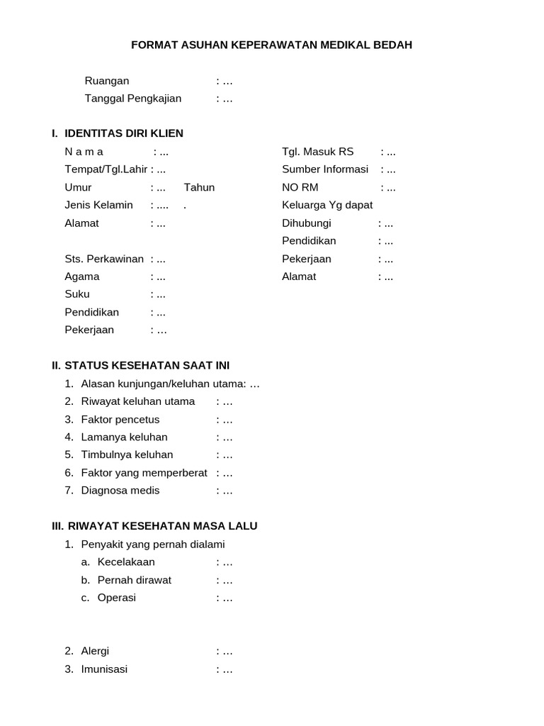 Format Asuhan Keperawatan Medikal Bedah | PDF