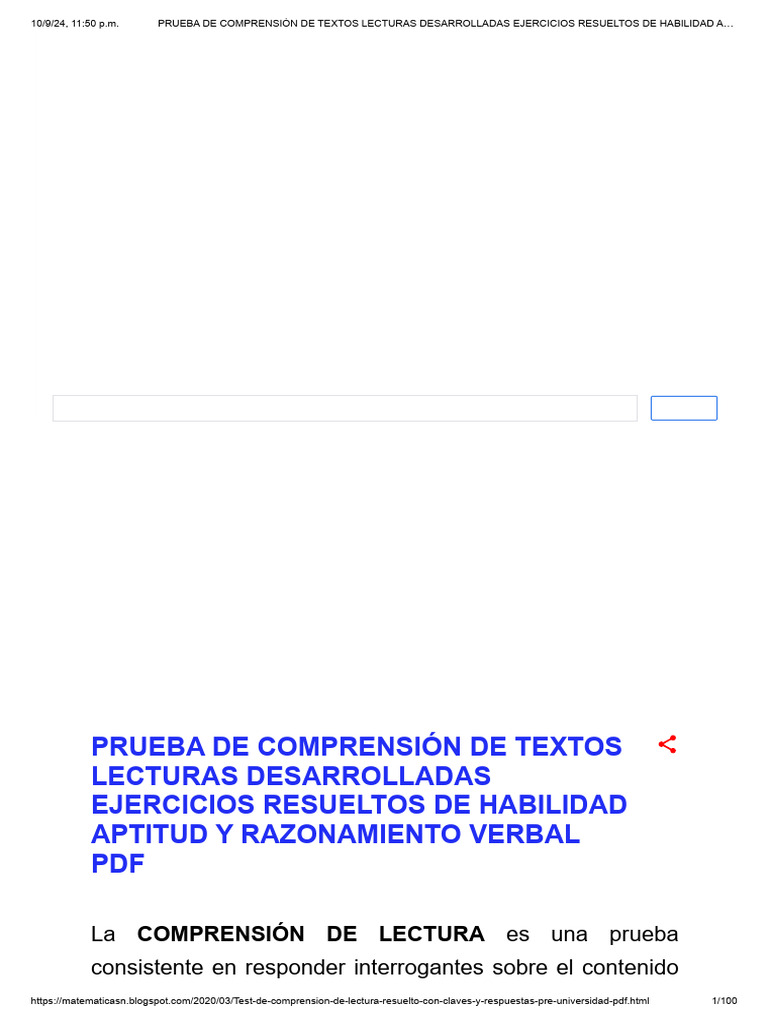 Solucionario 4 - Comprension Lectora | PDF
