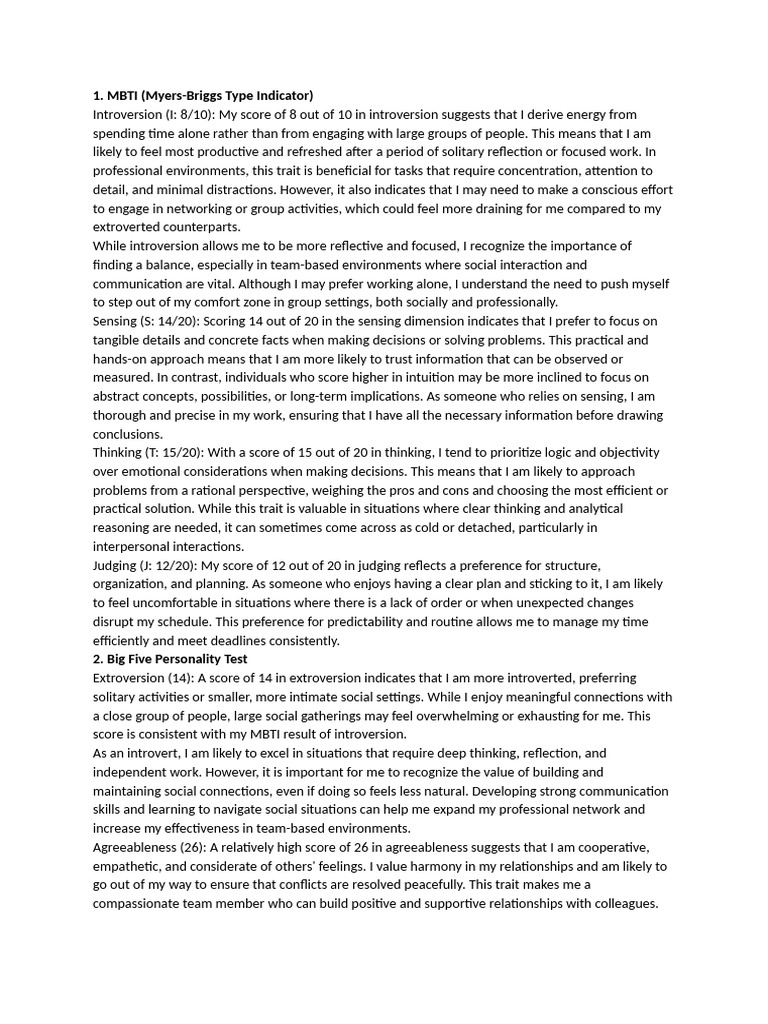 BIO Self Analysis | PDF