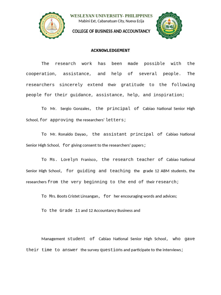 Acknowledgement and Dedication | PDF