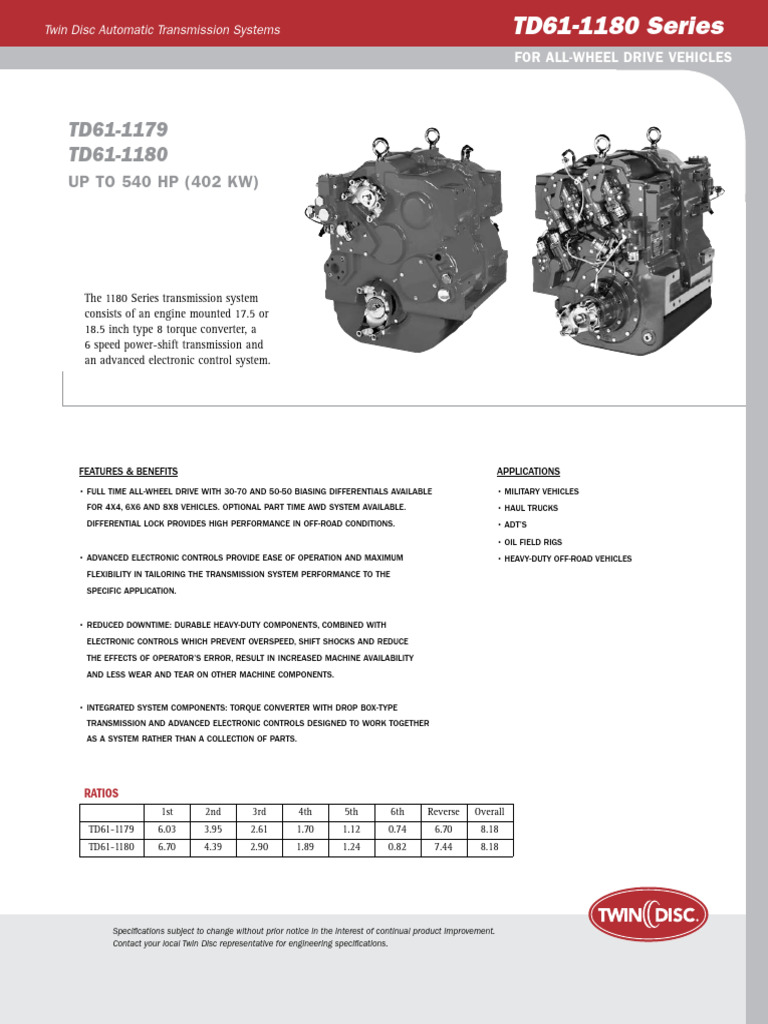 Twin Disc TD61 1180 - AWD | PDF