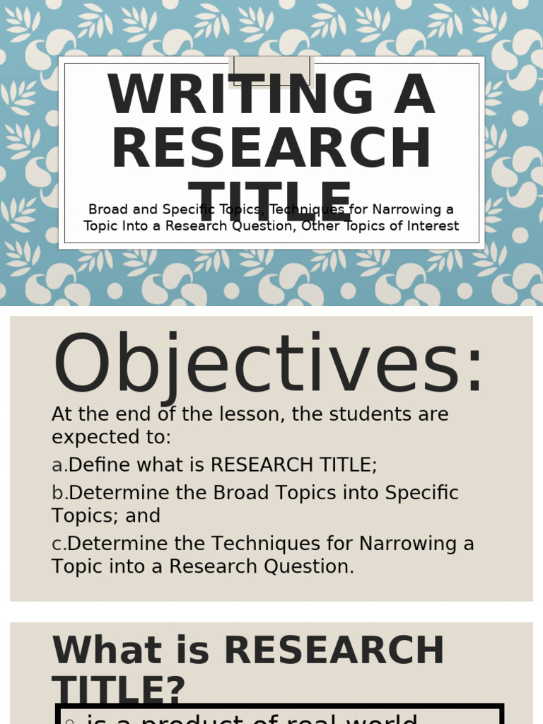 Lesson 5 Writing A Research Title | PDF