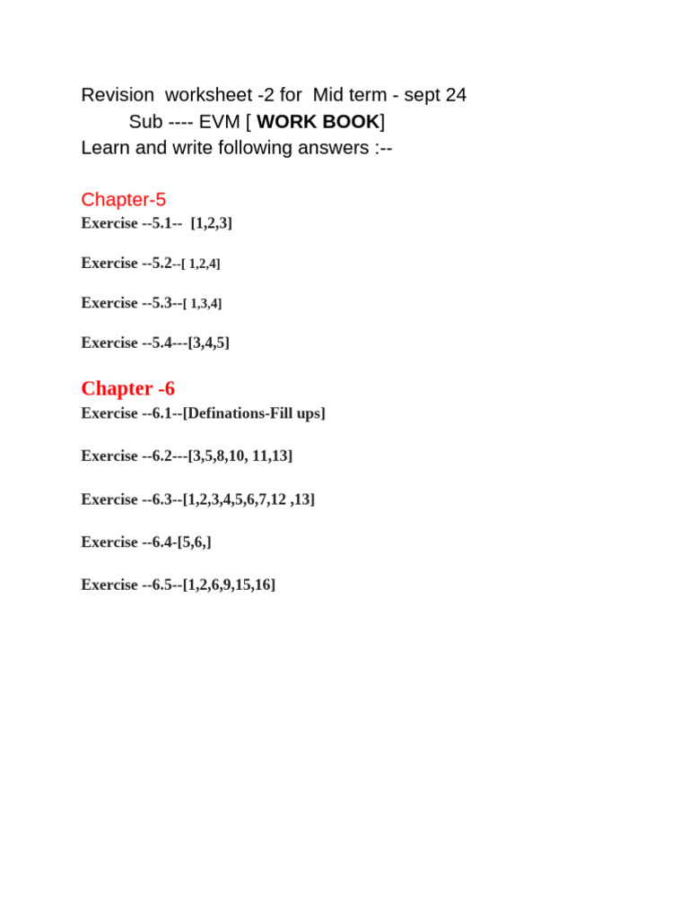 Revision EVM - 2 (Workbook) 10 B | PDF