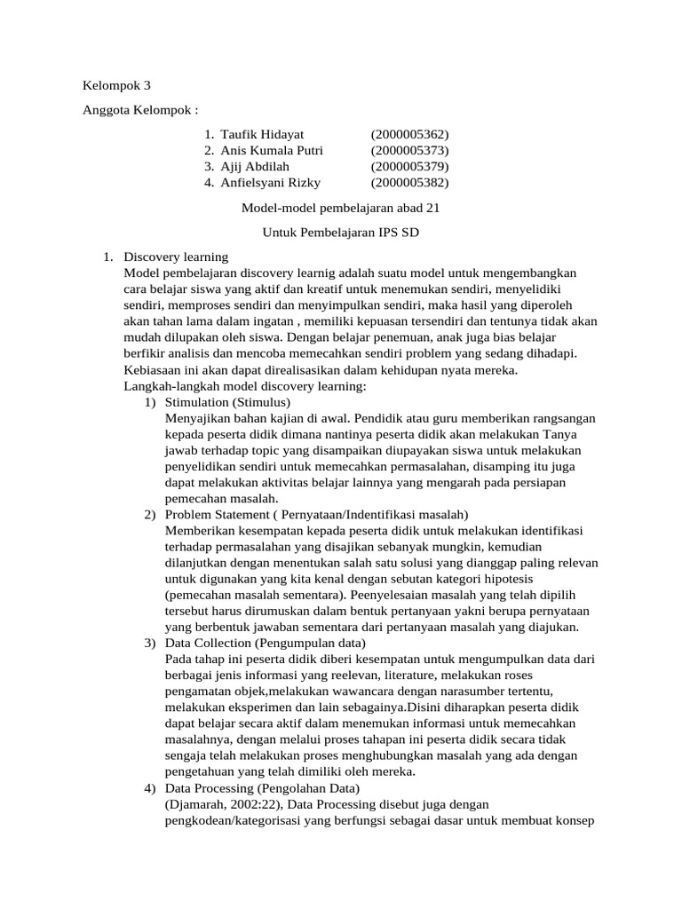 Kel 3 - Model Pembelajaran Abad 21 IPS SD | PDF