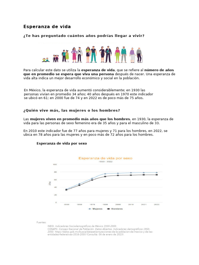 Esperanza de vida en México 2022 | PDF