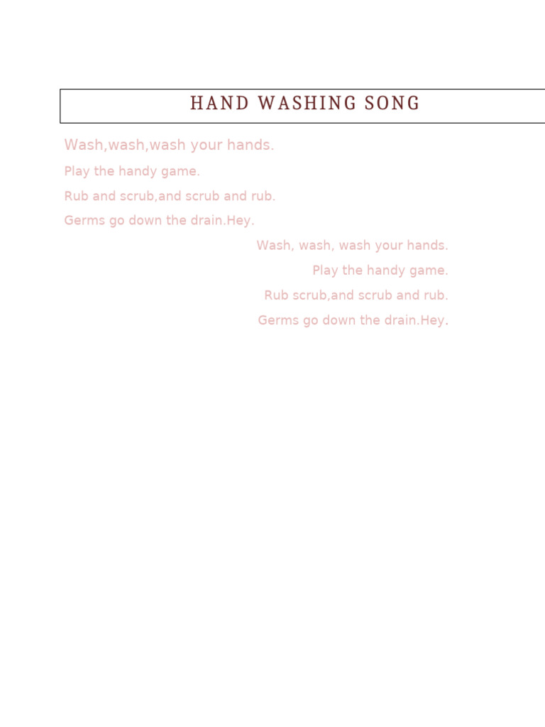 Hand Washing Song | PDF