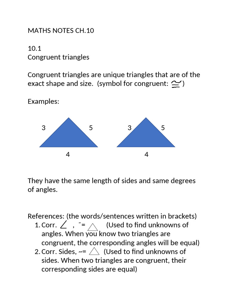Maths Notes | PDF | Triangle | Euclidean Plane Geometry