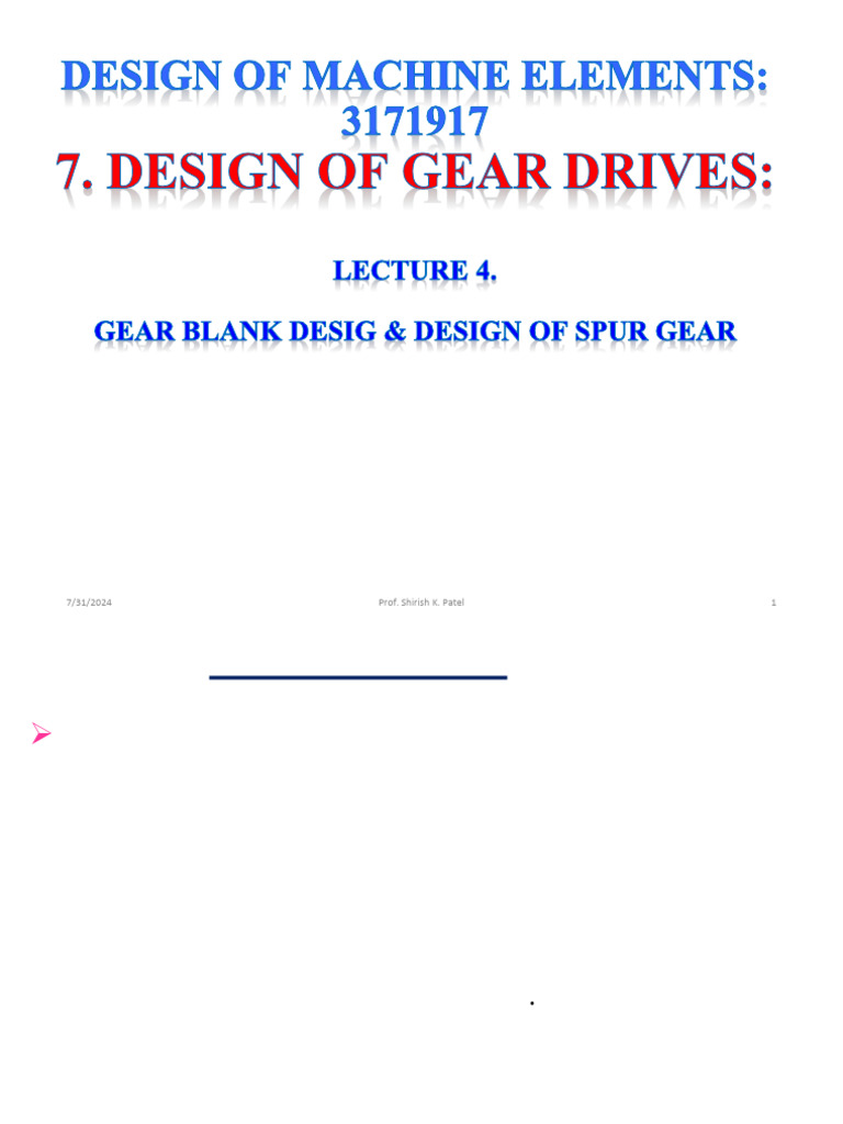 Lecture 3 - Design of Spur Gear | PDF
