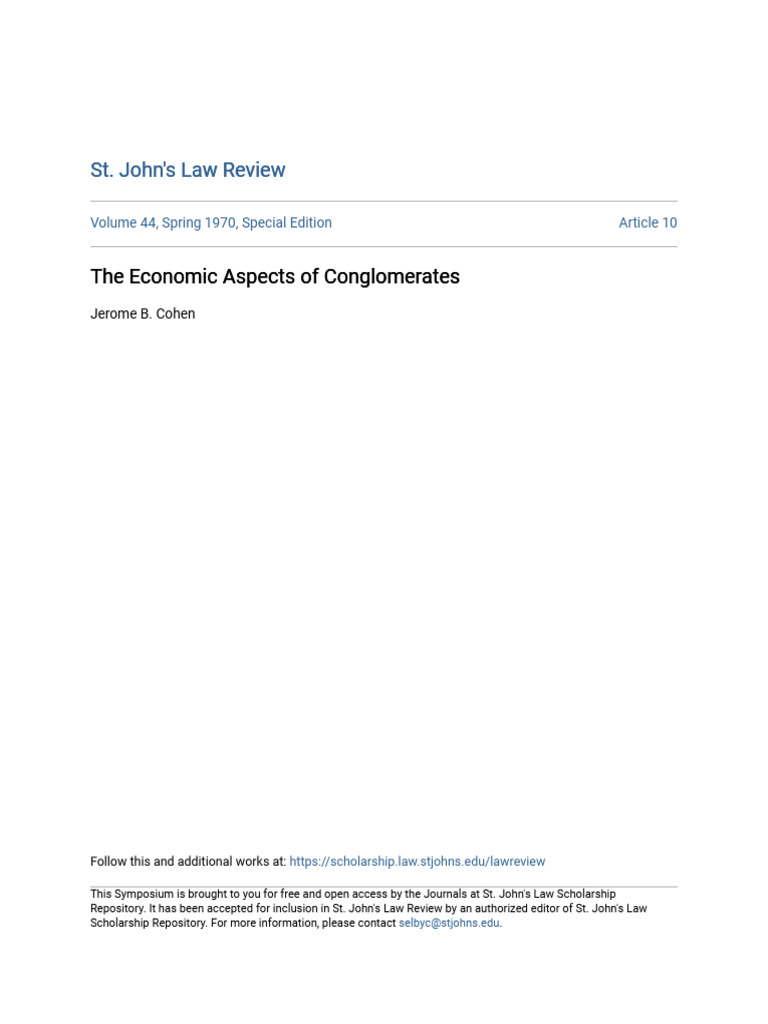 The Economic Aspects of Conglomerates | PDF