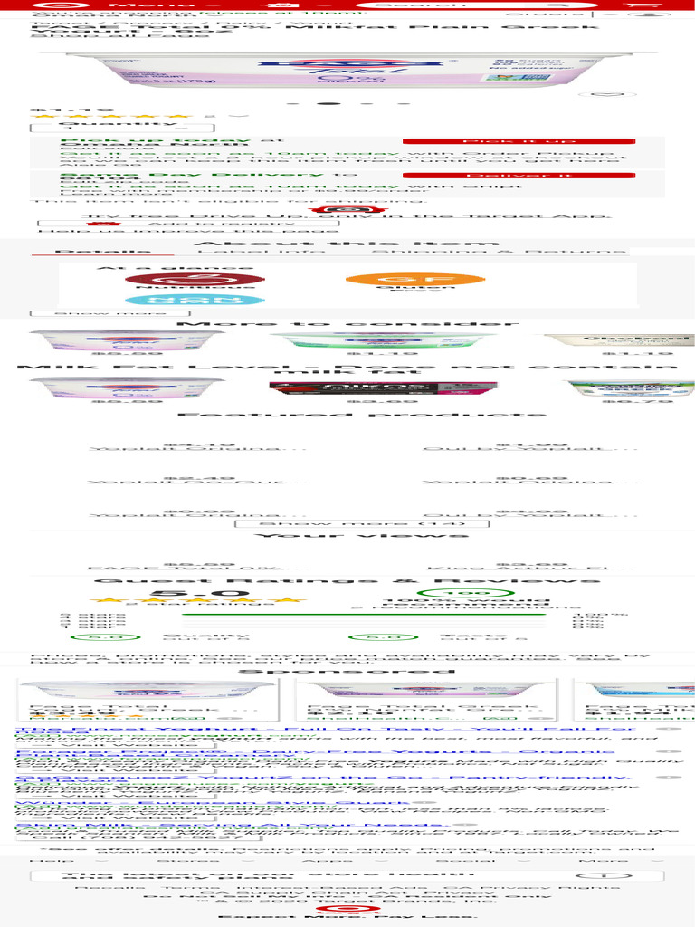 FAGE Total 0 Milkfat Plain Greek Yogurt - 6oz Target | PDF | Yogurt | Milk