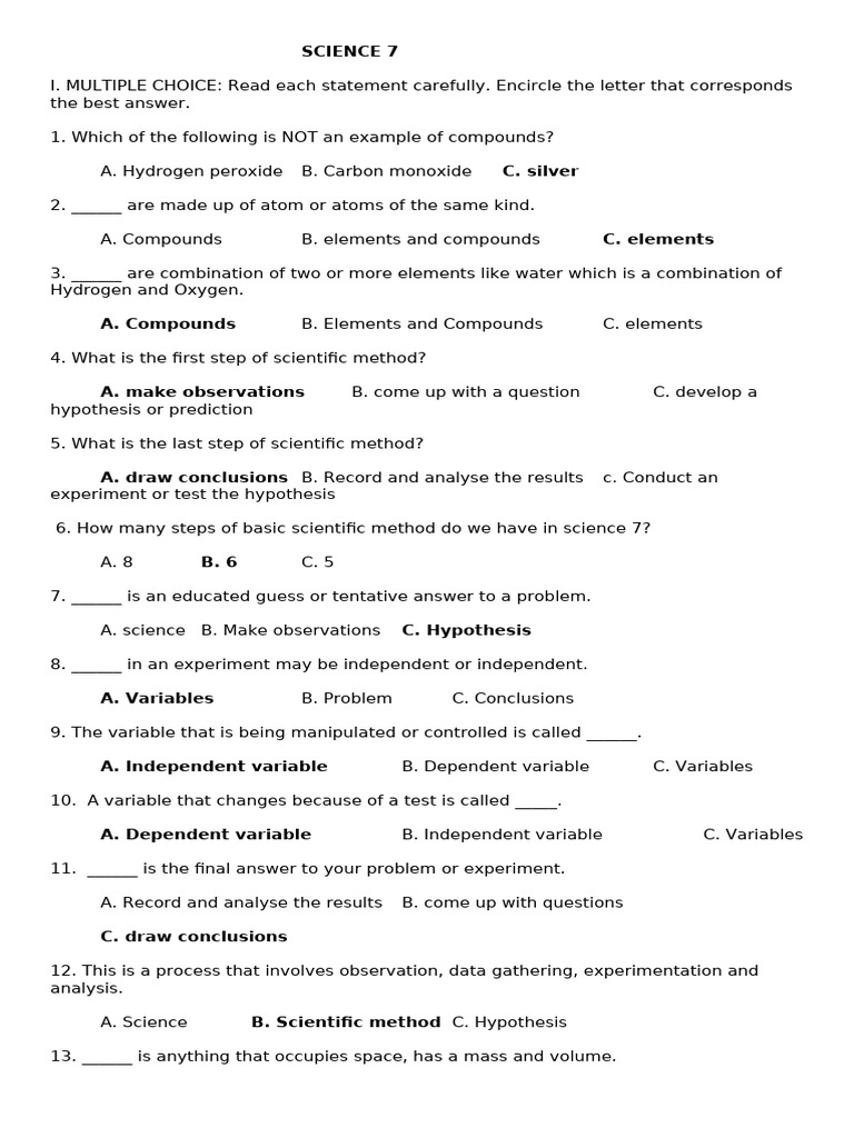 SCIENCE 7-8 Handout | PDF