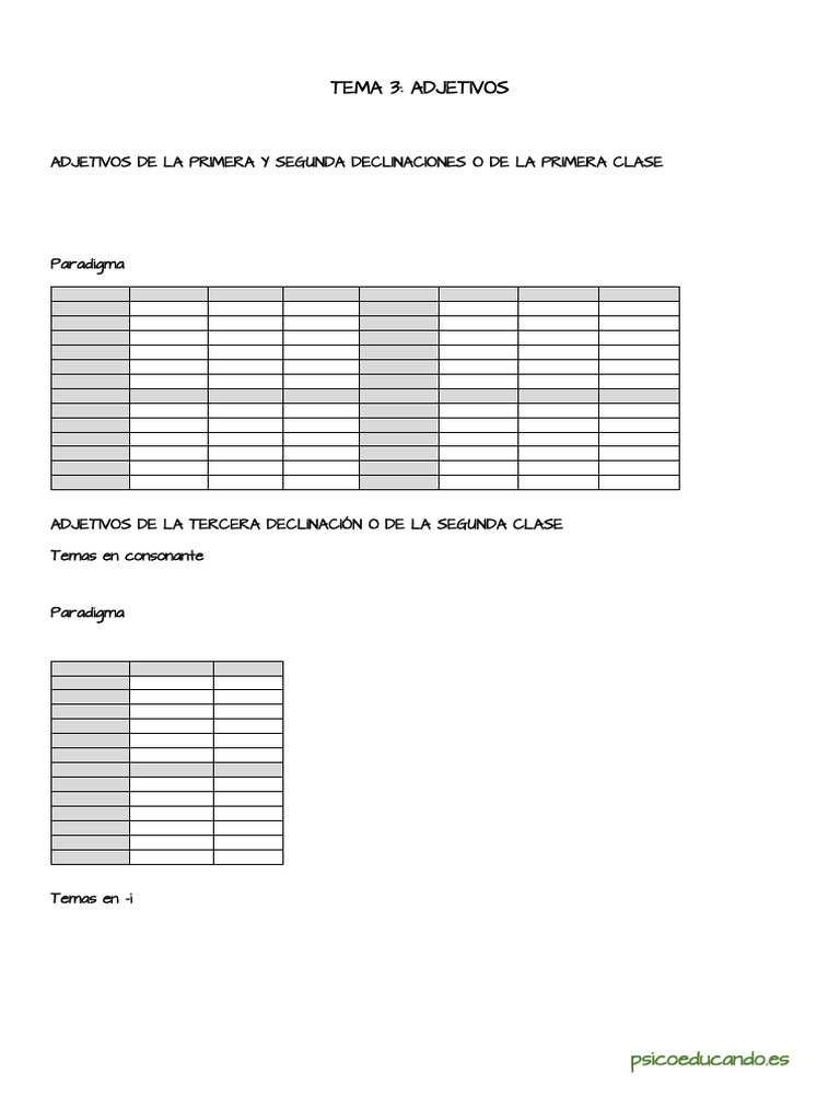 Latín Tema 3 Adjetivos | PDF
