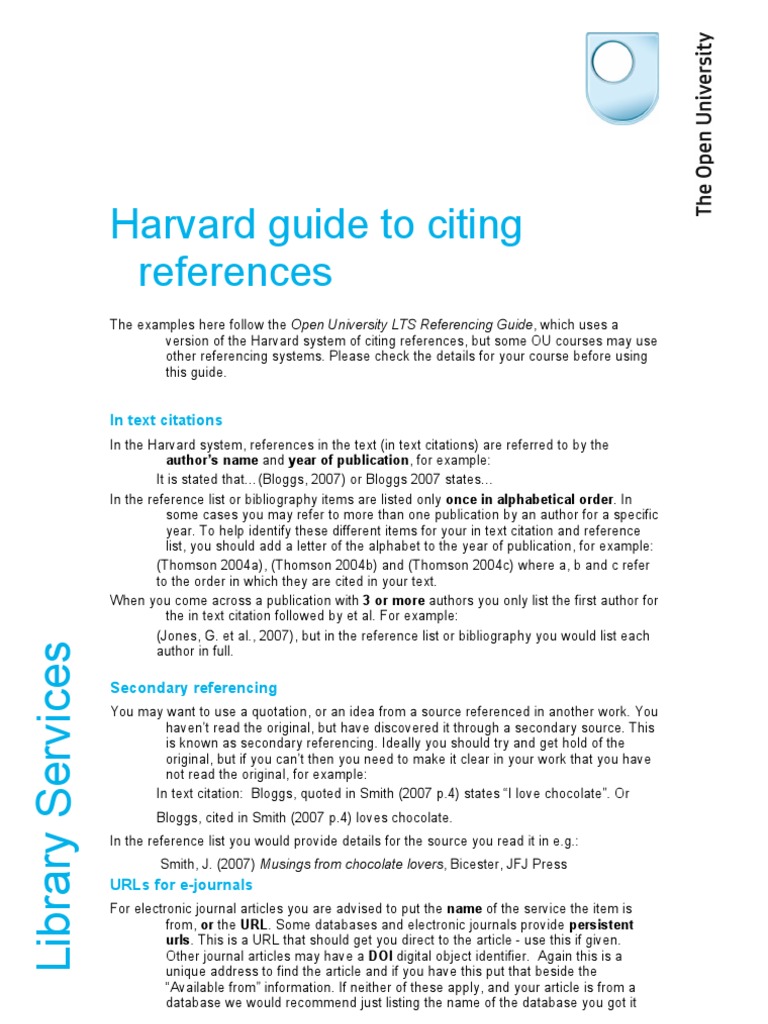 ET821 Harvard Referencing Guide | PDF | Citation | Digital Object ...