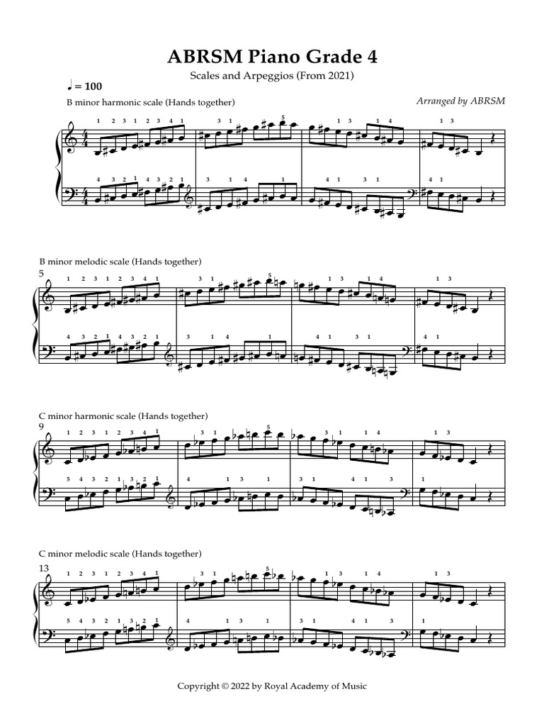 ABRSM Piano Grade 4 Scales and Arpeggios (From 2021) | PDF