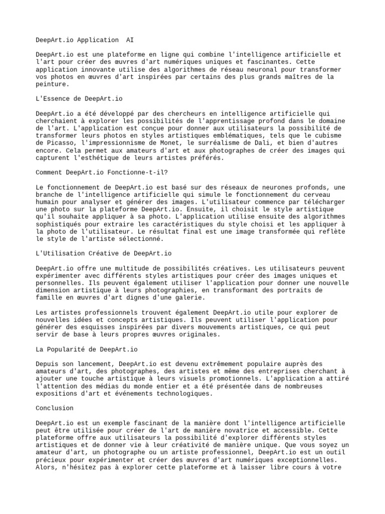 DeepArt - Io Application AI | PDF