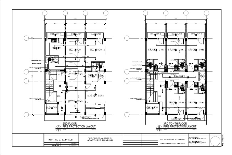 A B C D A B C D: Fire Protection Layout B 3Rd To 4Th Floor Fire ...