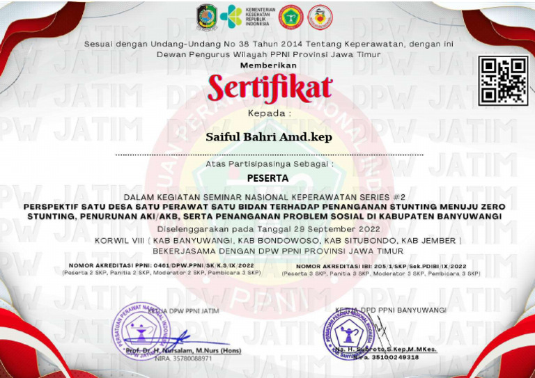 Sertifikat 1 Saiful Bahri Amd - Kep - Compressed (1) - Compressed | PDF