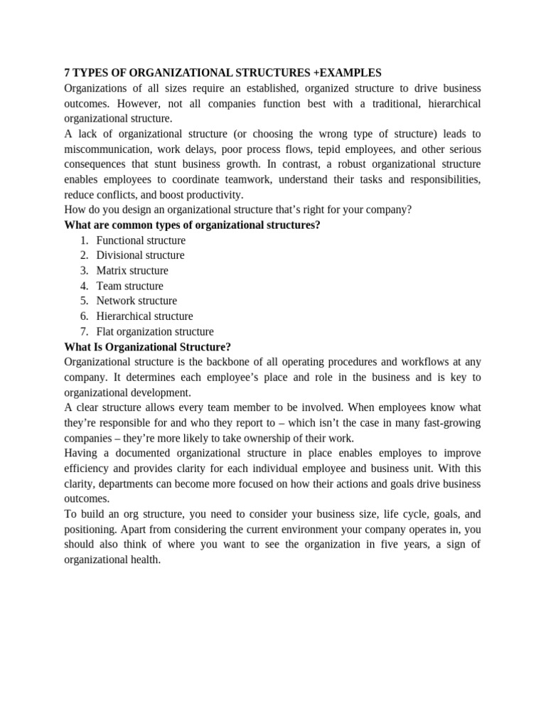 PROF OGOLO 7 Types of Organizational Structures | PDF | Organizational ...