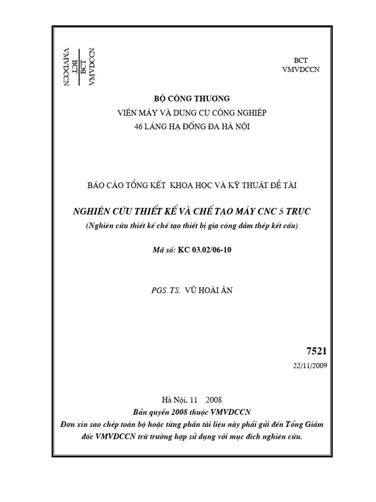 (123doc) Nghien Cuu Thiet Ke Va Che Tao May CNC 5 Truc | PDF
