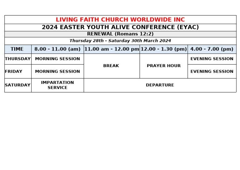 Eyac 2024 Time Table 1 | PDF