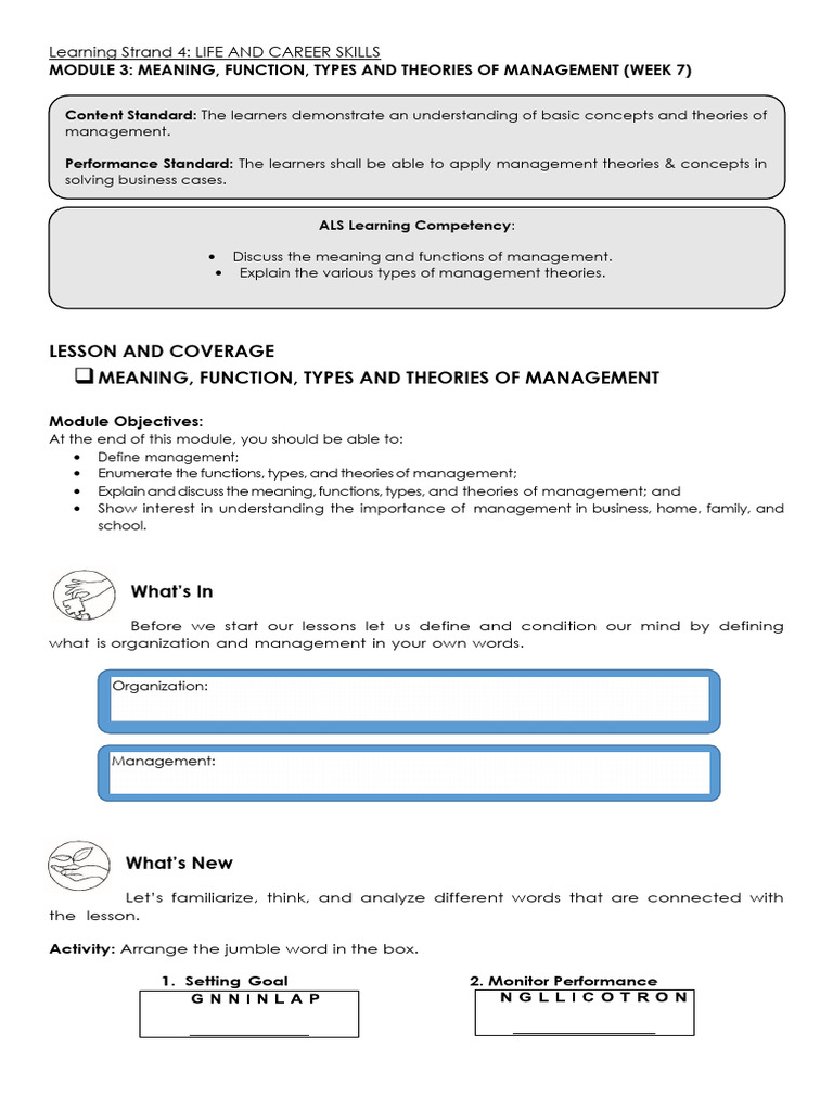 Lesson and Coverage Meaning, Function, Types and Theories of Management ...
