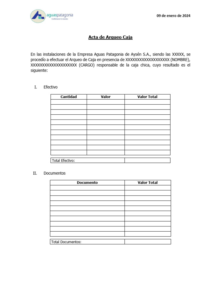 GG-CI-For-004 Acta Arqueo de Caja | PDF