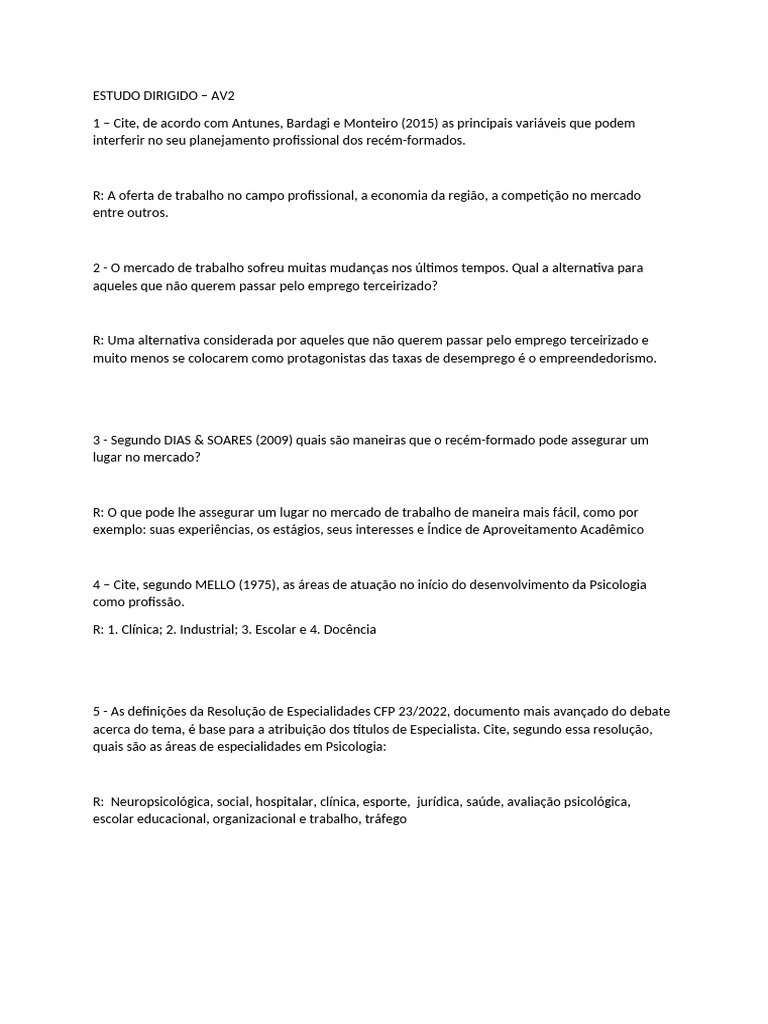 Estudo Dirigido - Av2 | PDF