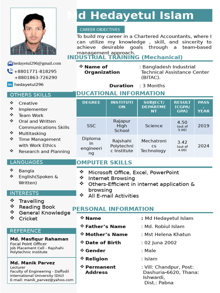 Hedayetul Islam Resume | PDF