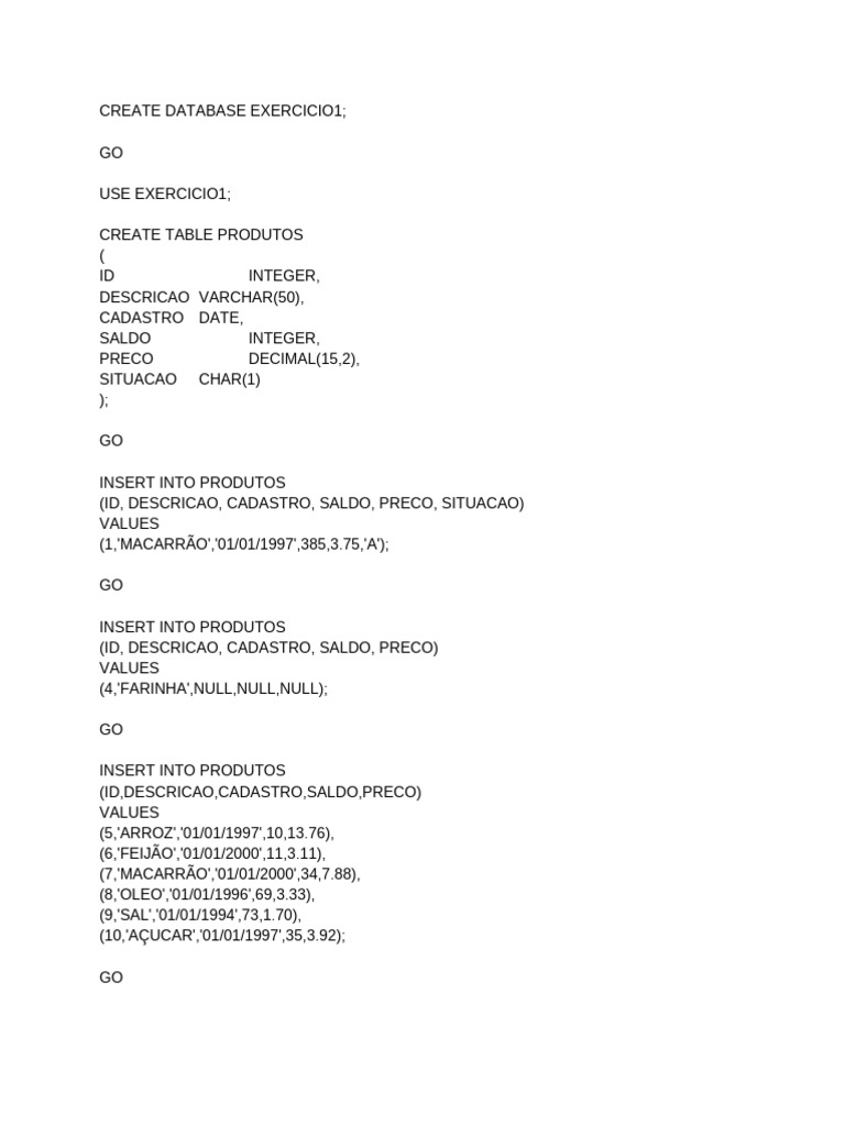 Comando SQL SERVER | PDF Comando SQL SERVER | PDF