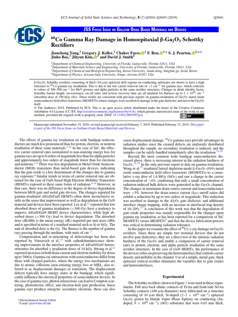 Yang Et Al. - 2019 - 60 Co Gamma Ray Damage in Homoepitaxial | PDF