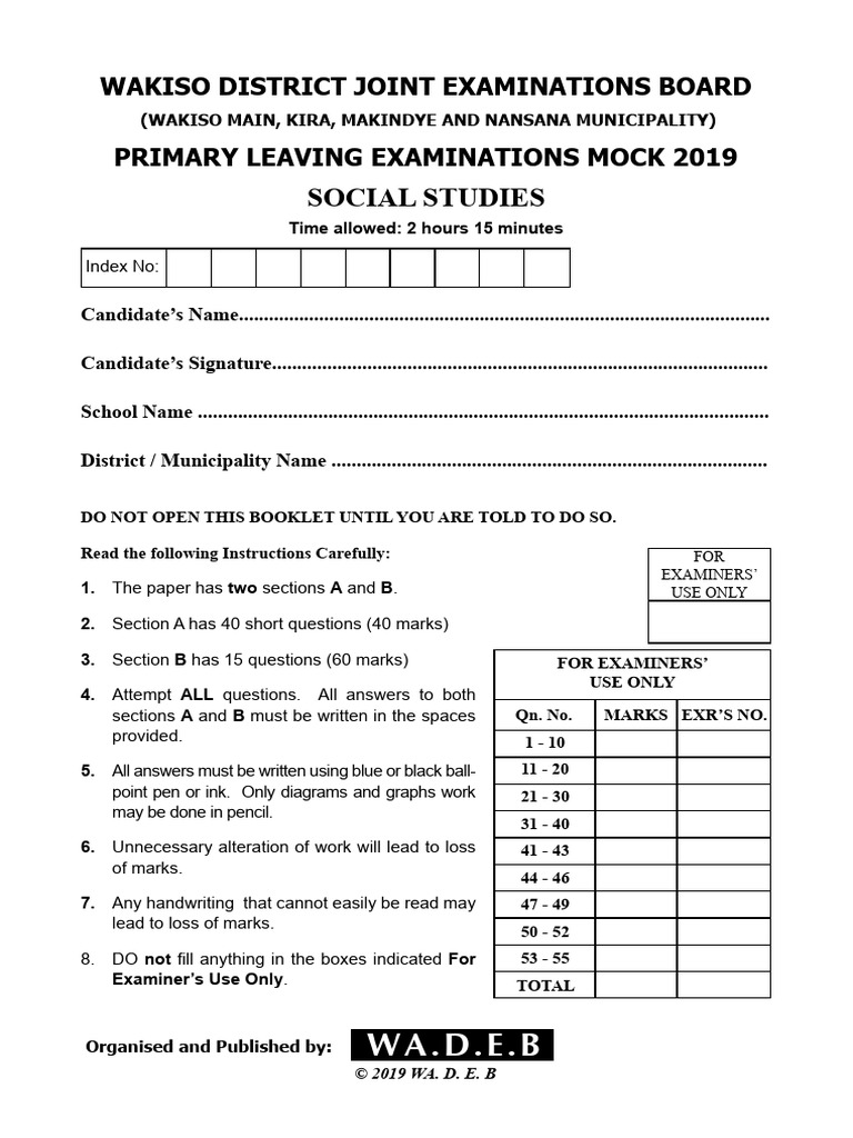 p7 Social Studies Mock Full Set | PDF